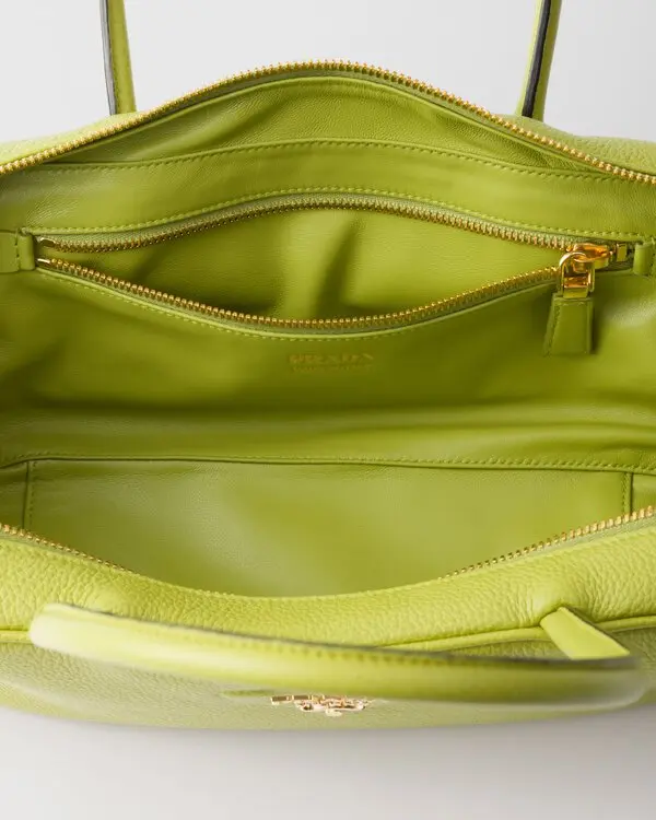 Prada Leather Top-Handle Bag - Lawn Green | Editorialist